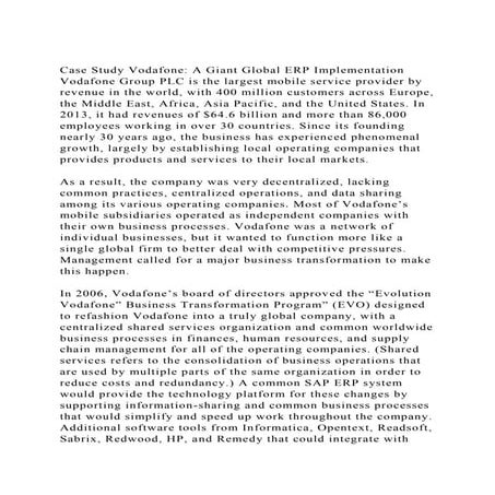 Case Study Vodafone A Giant Global ERP Implementation Vodafone .docx