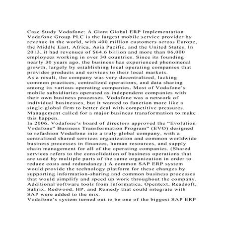 Case Study Vodafone A Giant Global ERP ImplementationVodafone G.docx