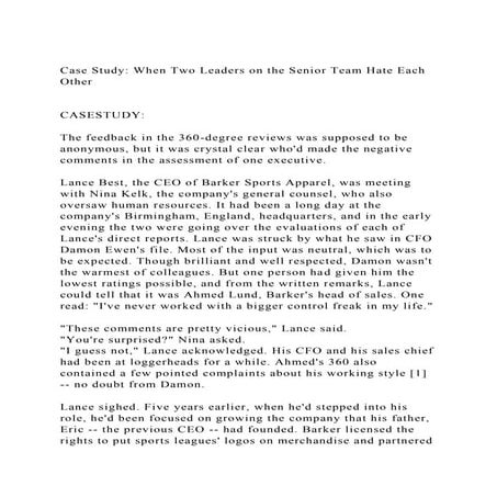 Case Study When Two Leaders on the Senior Team Hate Each Other.docx