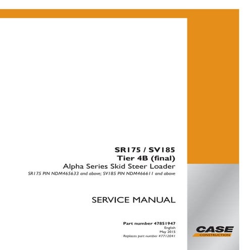 Case sv185 tier 4 b alpha series skid steer loader service repair ...