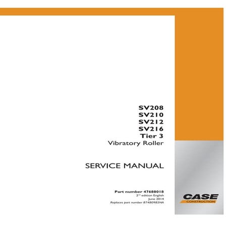 CASE SV210 Tier 3 Vibratory Roller Service Repair Manual Instant ...