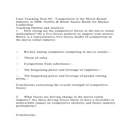 Case Teaching Note 05 - Competition in the Movie Rental Industry i.docx