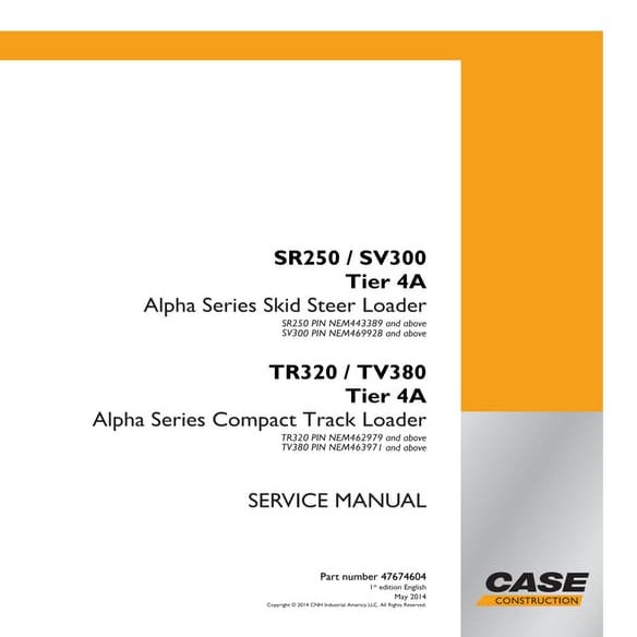 Case sv280 tier 4 b (final) alpha series skid steer loader service ...