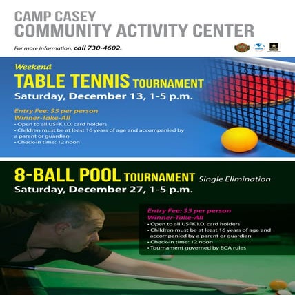Casey CAC Pool & Table Tennis | PDF