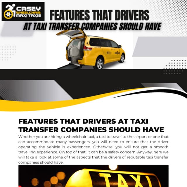 FEATURES THAT DRIVERS AT TAXI TRANSFER COMPANIES SHOULD HAVE | PDF