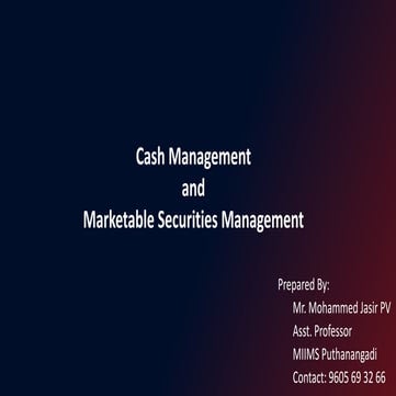 Cash and marketable securities management | PPTX