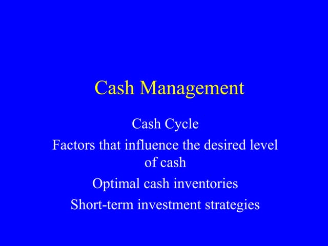 Baumols model of cash management | PPTX
