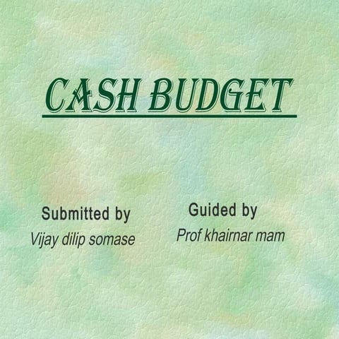 Cash budget | PPT