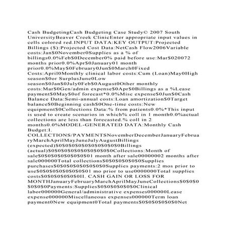 Cash BudgetingCash Budgeting Case Study© 2007 South UniversityBeav.docx