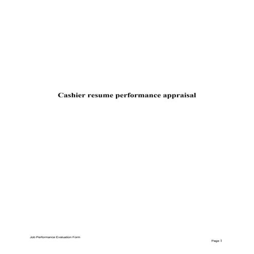 Sample cashier performance appraisal | DOC