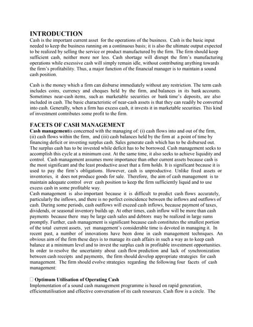 Cash Management | PPTX | Business Accounting & Finance | Business