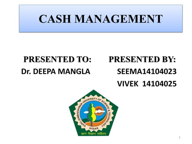 Baumols model of cash management | PPTX