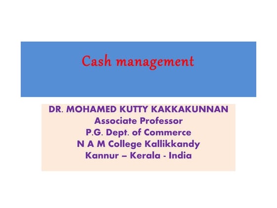 Cash management model | PPTX | Business Accounting & Finance | Business