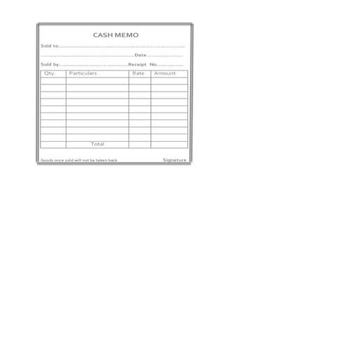 Cash memo | DOCX