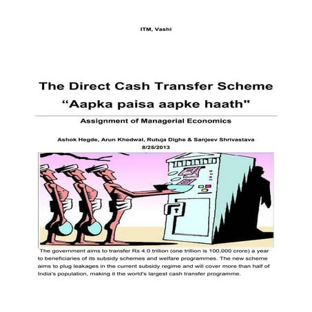 Direct Cash Transfer Scheme India | PDF | Business | Business and Finance