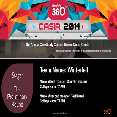 Casia 2014 team winterfell | PPT