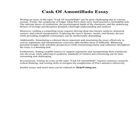 Literary Analysis Essay On The Cask Of Amontillado.pdf