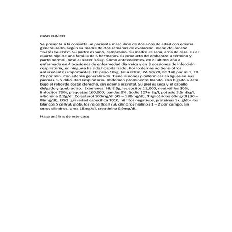 Caso clinico niño con edema | DOCX