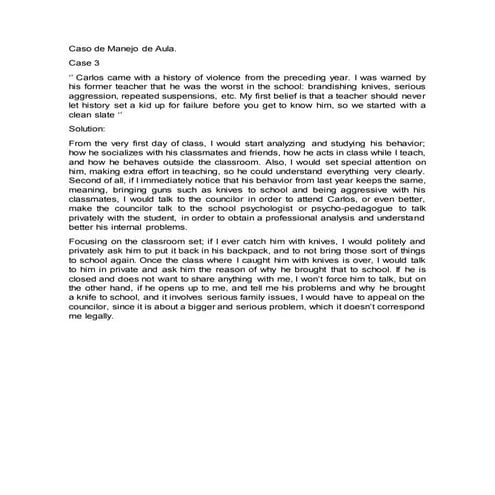 Classroom management case study | DOCX