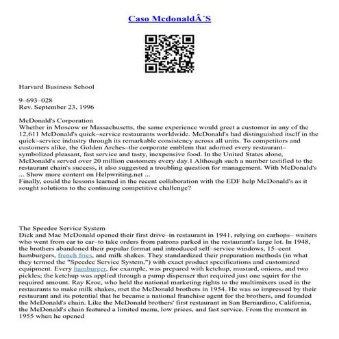 Caso McdonaldÂ´S | PDF