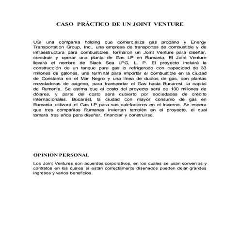 Caso práctico de un joint venture | DOCX