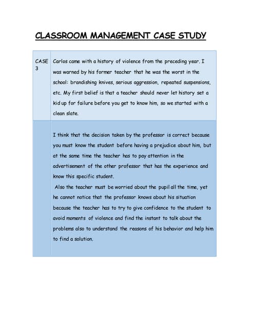 Classroom management case study | DOCX