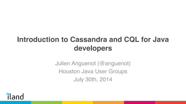 Introduction To Cassandra And Cql For Java Developers Ppt