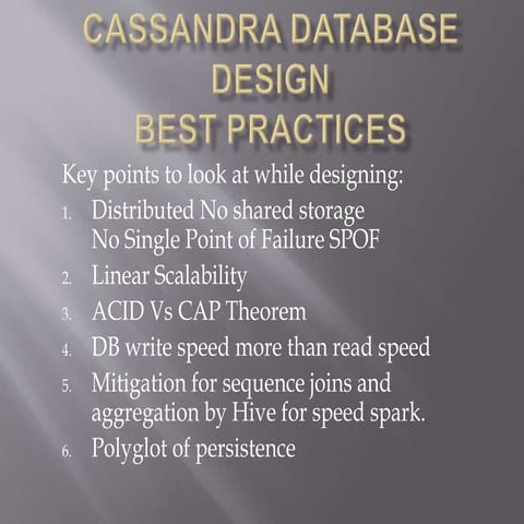 Cassandra database design best practises | PPT