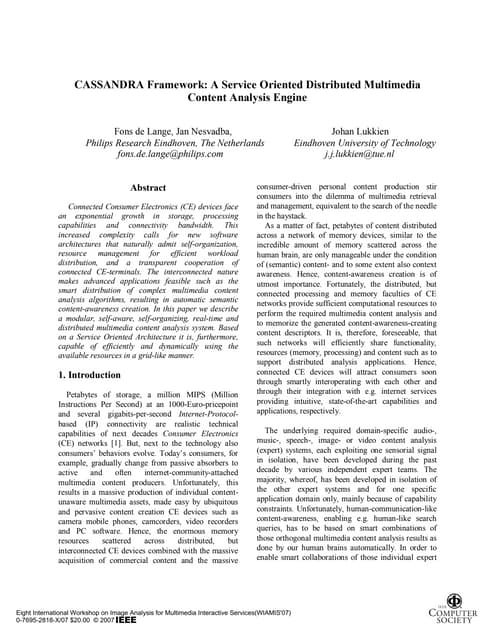 Cassandra Framework A Service Oriented Distributed Multimedia Pdf 8027