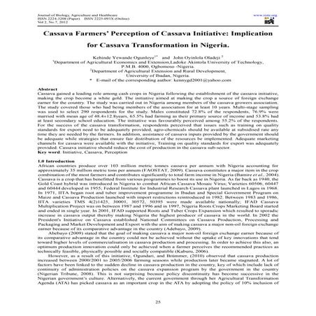 Cassava farmers' perception of cassava initiative implication for ...