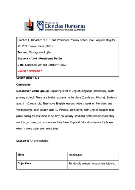 Family lesson 1 lesson plan | PDF