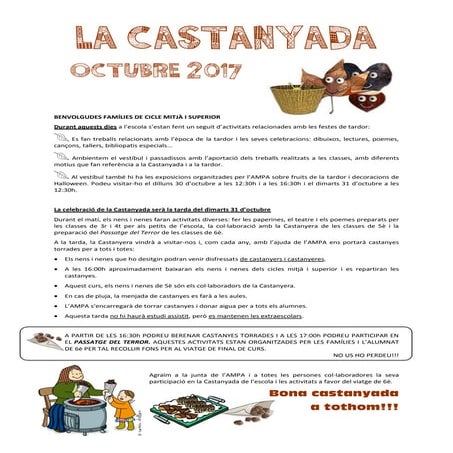Castanyada 2016 famílies CM i CS | PDF