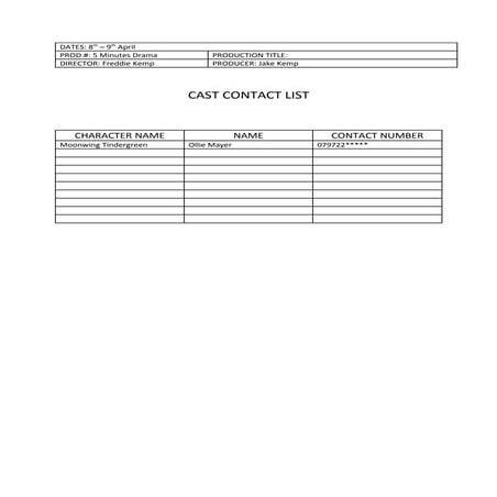 Cast Contact List | DOC