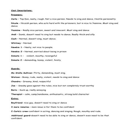 Cast Descriptions | DOCX