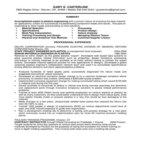 Casterline Gary E Resume | PDF
