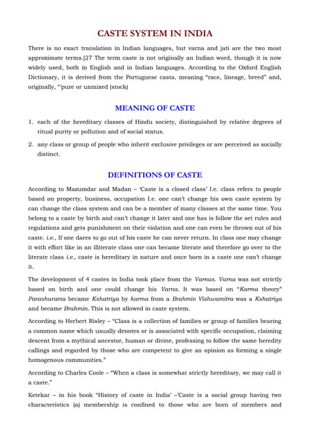 Caste system ppt | PPT