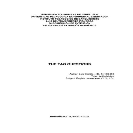 TAG QUESTIONS | PDF