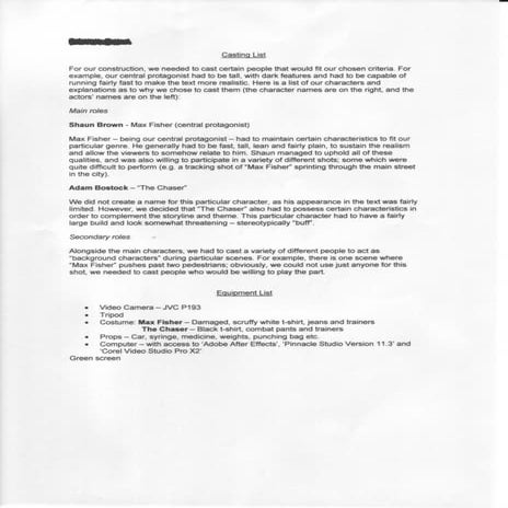 Casting List And Equipment List | PDF