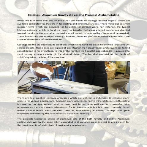 Castings - Aluminum Gravity die casting Process | DOCX