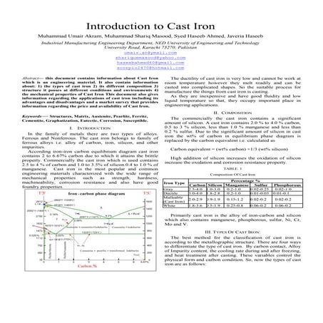 Grey Cast Iron Grades Composition and Properties | PDF