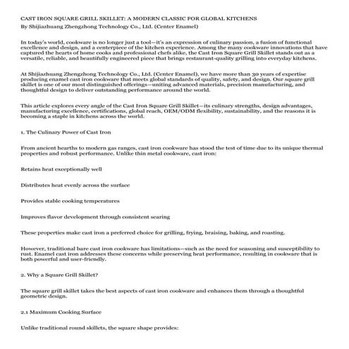 CAST IRON SQUARE GRILL SKILLET A MODERN CLASSIC FOR GLOBAL KITCHENS.docx