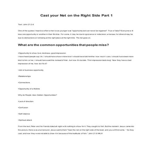 Cast your net on the right side part 1 | DOCX