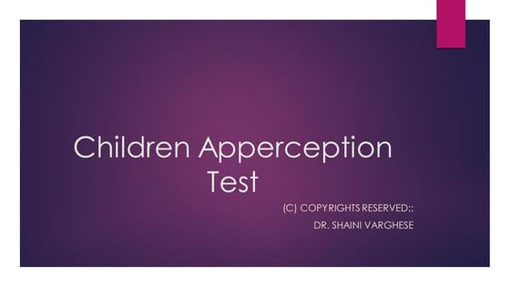Children's apperception test | PPT | Cats | Pets