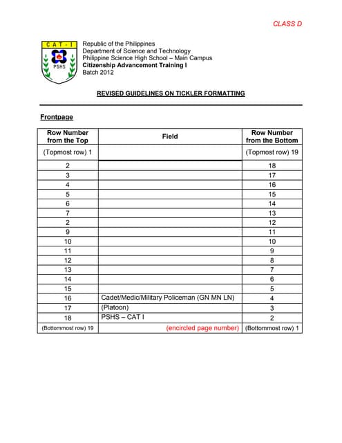 Tickler guidelines | PDF
