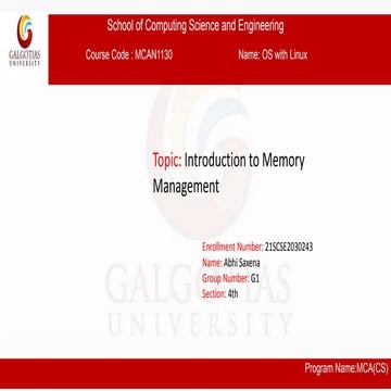 Memory management based on MCA | PPT