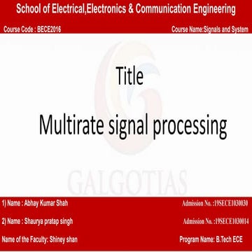 Multirate Signal processing | PPT
