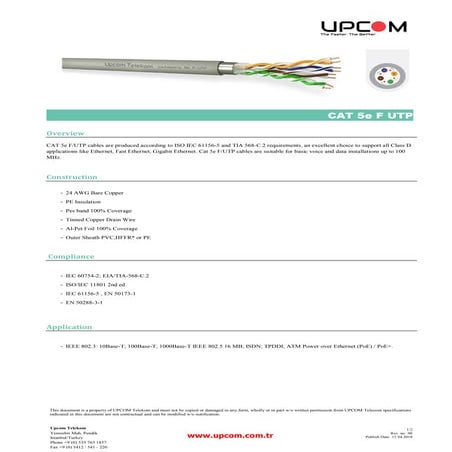 Cat6 sf utp data lan cable network - upcom | PDF