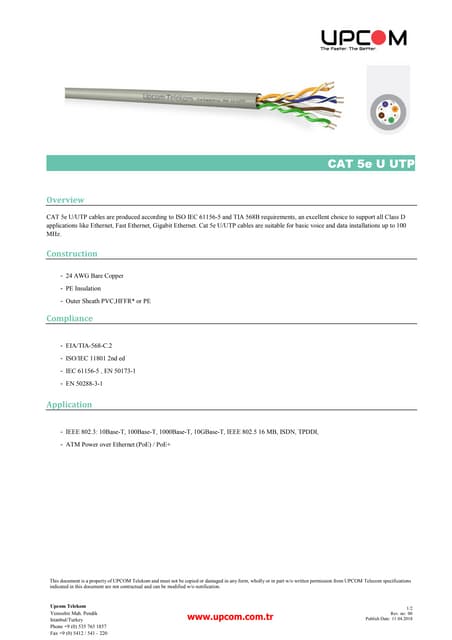 Cat6 sf utp data lan cable network - upcom | PDF