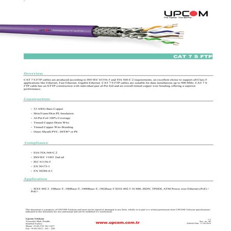 Cat6 sf utp data lan cable network - upcom | PDF