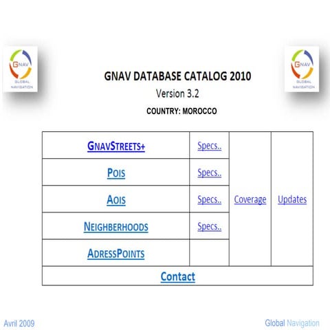 GNAV DATABASE CATALOG 2010 for Morocco | PPT
